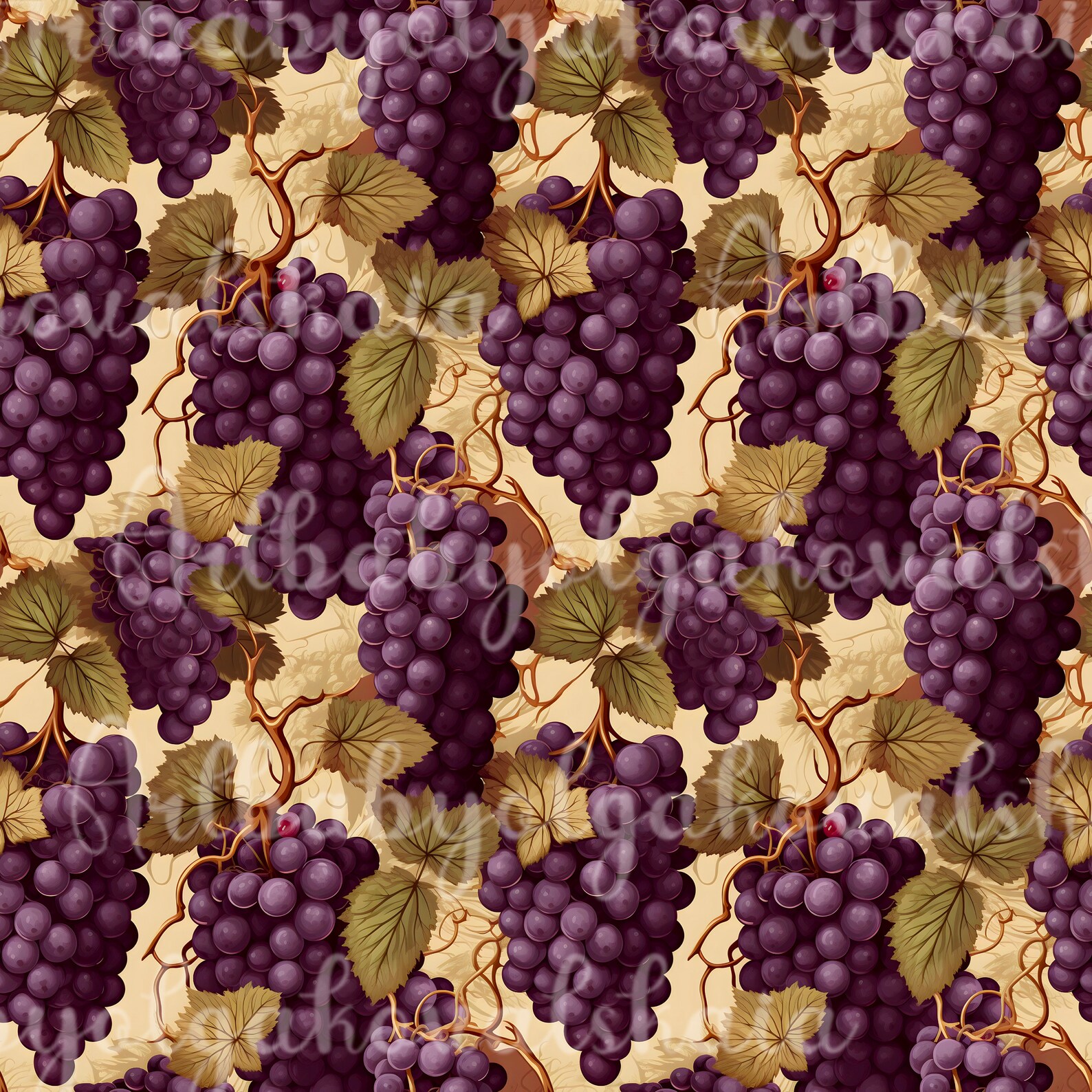 Grape Seamless Pattern, Vintage Digital Paper, DIGITAL DOWNLOAD - Etsy