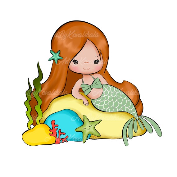Mermaid Clipart Little Mermaid PNG Digital Download - Etsy