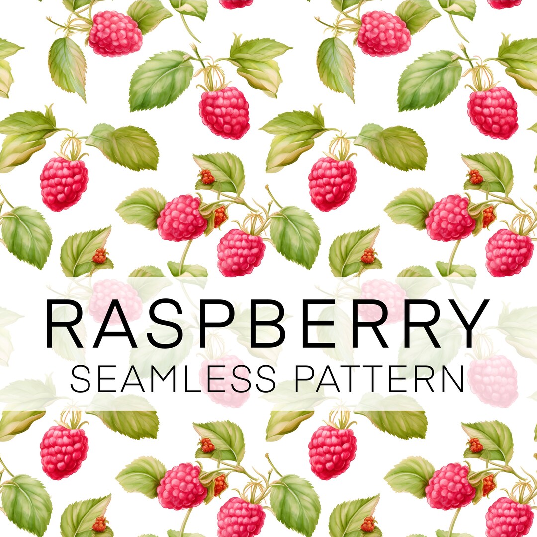 Seamless Pattern Raspberry, Watercolor Raspberry Digital Paper, Berries ...