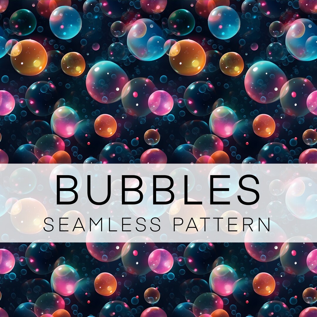 Bubbles Seamless Pattern, Digital Paper, Blue Bubbles Digital Pattern ...