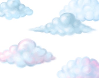Watercolor Clouds Clipart, Pink Clouds Clipart, Clouds Clipart, Baby ...