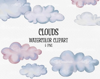 Clouds PNG, Watercolor Clouds Clipart, Digital Download - Etsy