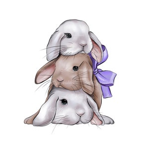 Bunny Clipart, Cute Bunny PNG, Rabbits, Digital Download - Etsy
