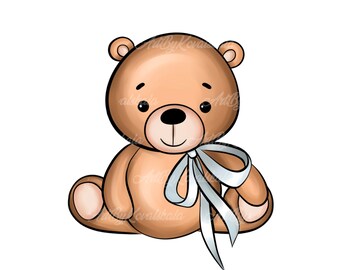 Teddy Bear Clipart, Cute Teddy Bear PNG, Baby Shower Boy, Digital Download - Etsy