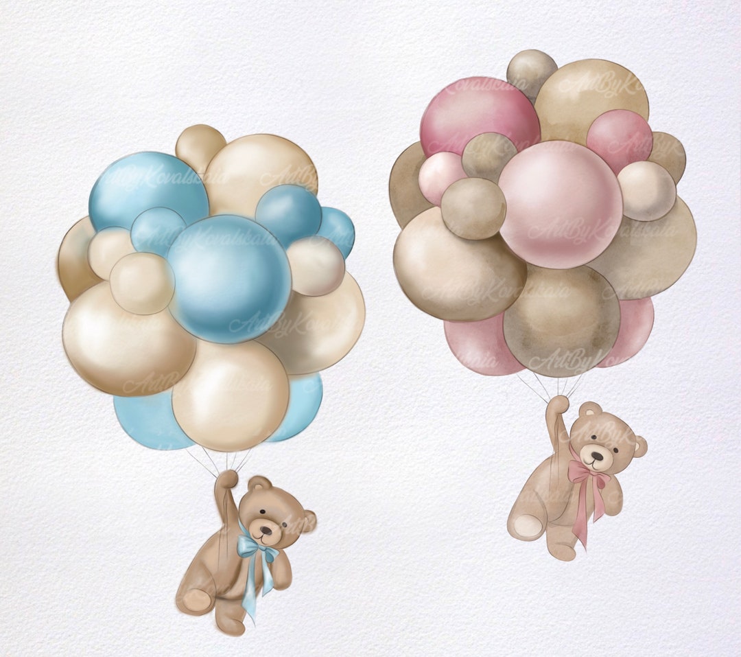 Teddy Bear Clipart, Watercolor Bear PNG, Baby Bear, PNG, Baby Shower ...