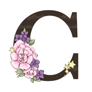 Letter C, Floral Alphabet Clipart, Letters Clipart, Flowers Clipart ...