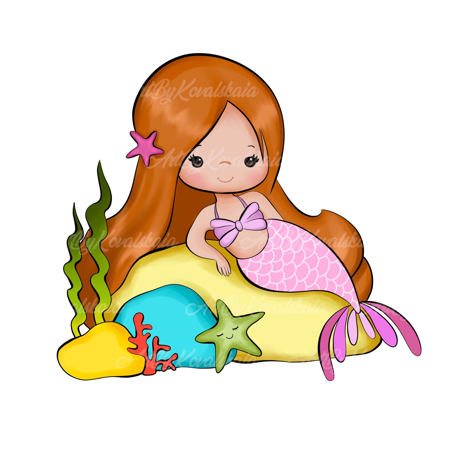 Mermaid Clipart Little Mermaid PNG Digital Download - Etsy