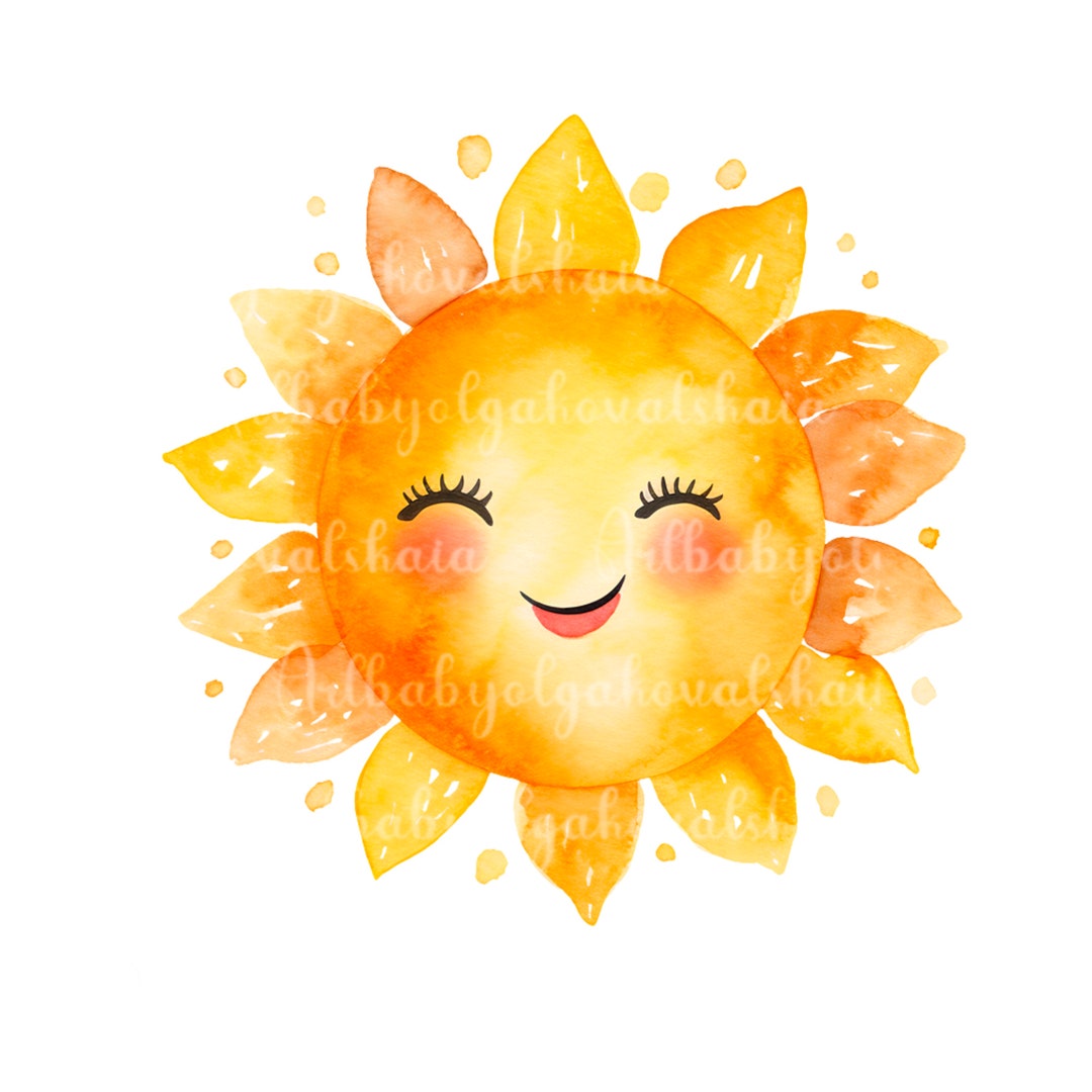 Watercolor Sun PNG Clipart, Summer Clip Art, DIGITAL DOWNLOAD - Etsy