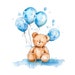 Teddy Bear Clipart, Watercolor Cute Bear PNG, Baby Shower, DIGITAL ...