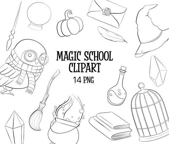 Scrapbooking Embellishments magic school-Clipart School of Magic-set of ...