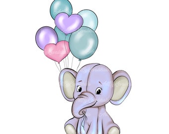 Purple Elephant Girl Clip Art Watercolor. Baby Elephant - Etsy