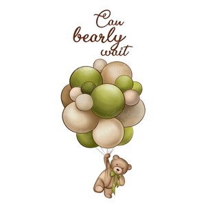 Teddy Bear Clipart, Can Bearly Wait, PNG, Baby Shower, Digital Download ...
