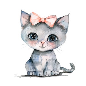 Watercolor Cat PNG, Cute Cat Clipart, Digital Download - Etsy