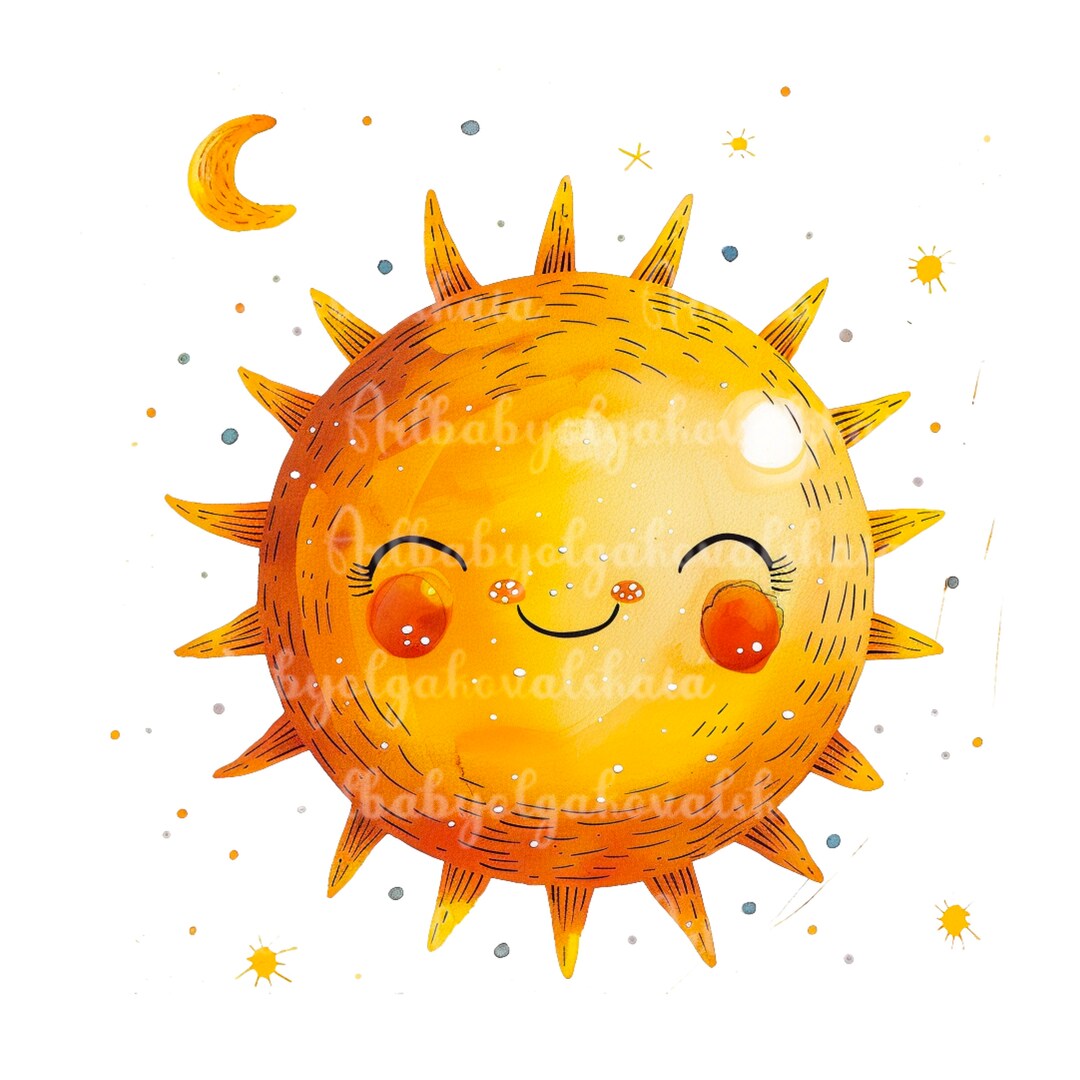 Watercolor Sun PNG Clipart, Summer, DIGITAL DOWNLOAD - Etsy