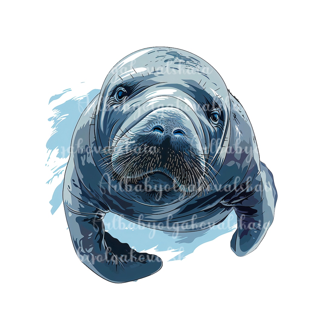 Manatee Clipart, Cute Manatee PNG, Digital Download - Etsy