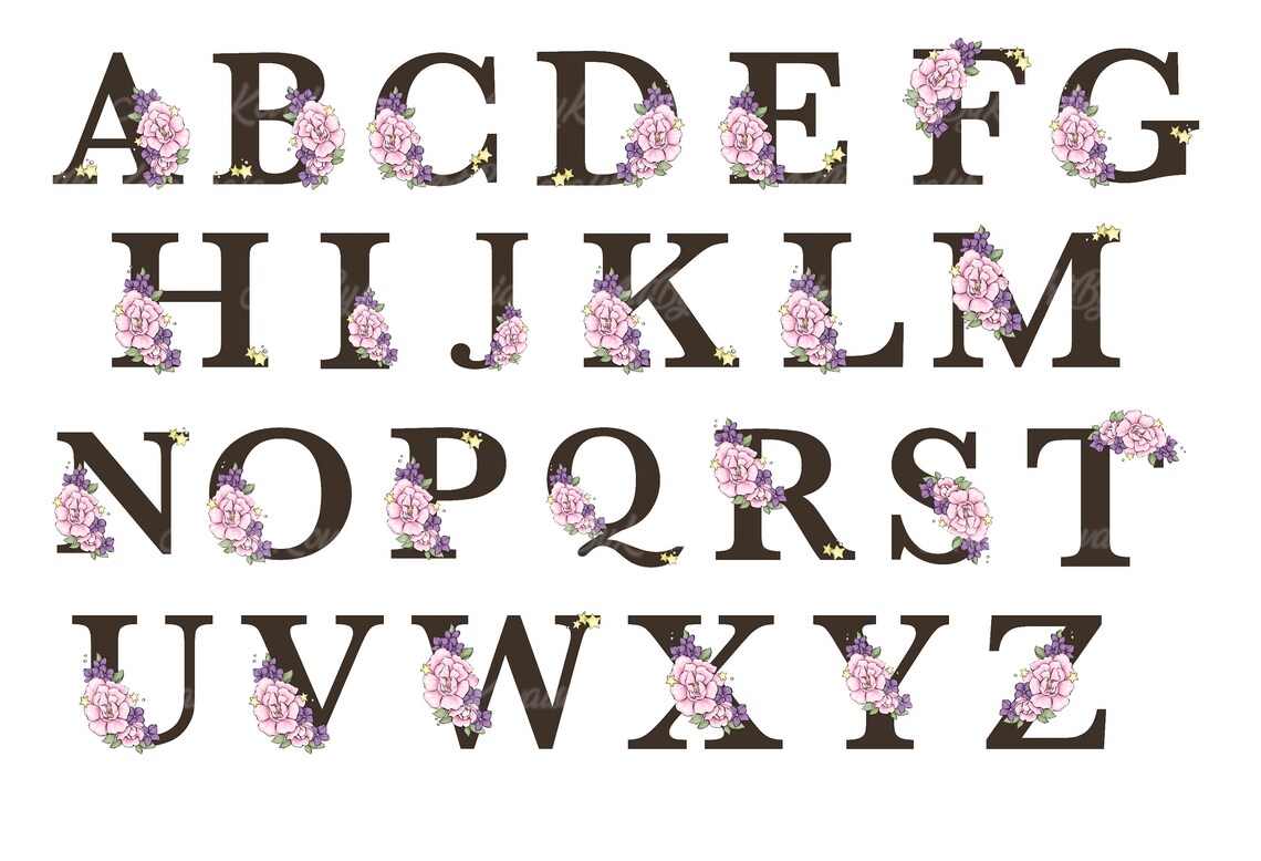 Floral Alphabet Clipart: Spring Flower Letters (digital Download) - Etsy