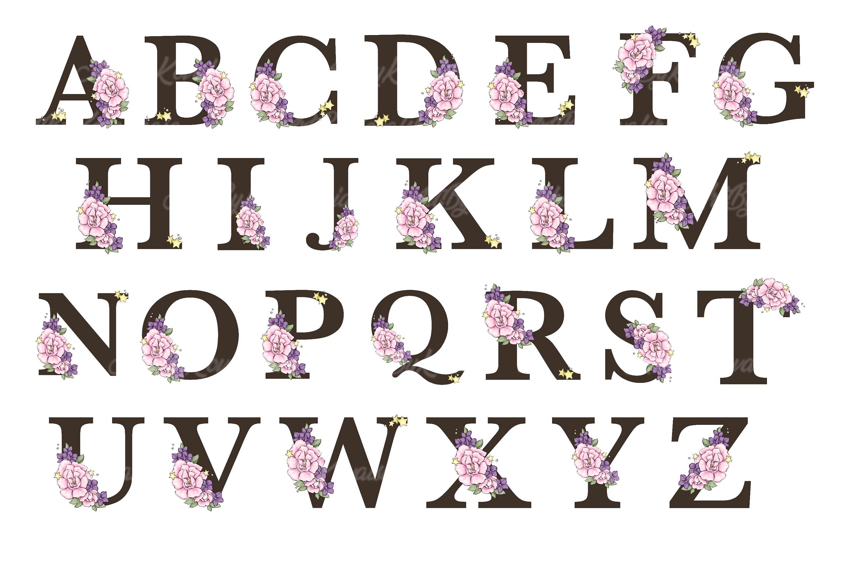 Floral Alphabet Clipart: Spring Flower Letters (digital Download) - Etsy