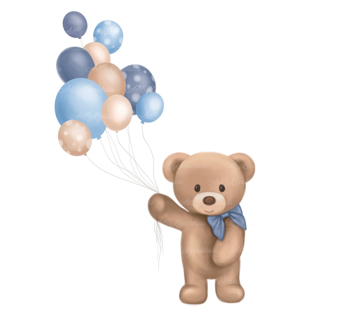 Teddy Bear With Balloons PNG Clipart: Baby Shower (digital Download) - Etsy