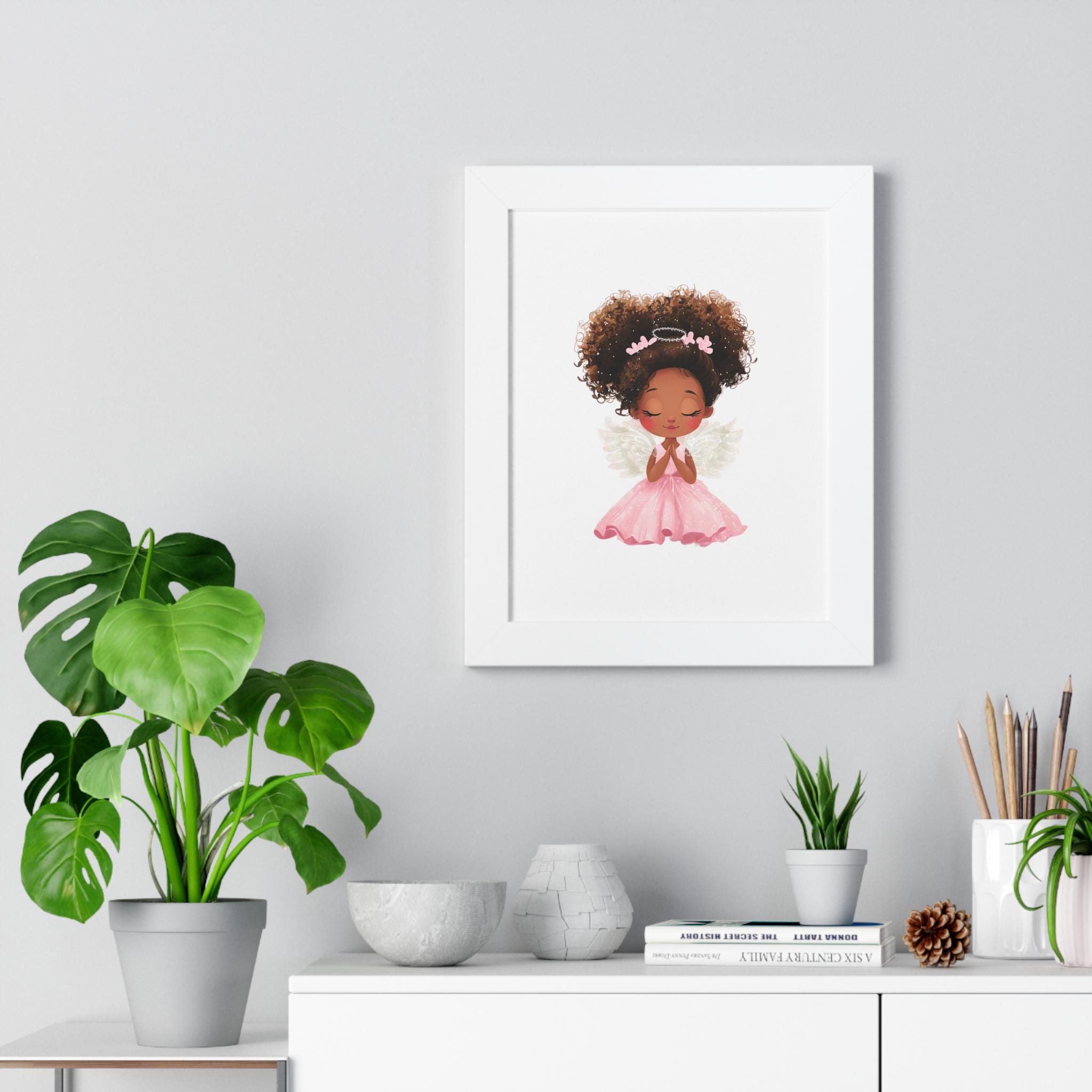 Child Angel Prayer PNG, African American Girl, Baby Shower (digital ...