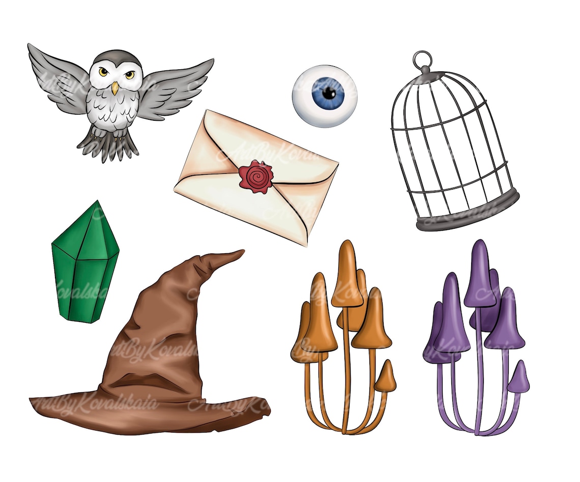 Clipart School of Magic Set of Magic Elements Magic Clipart - Etsy