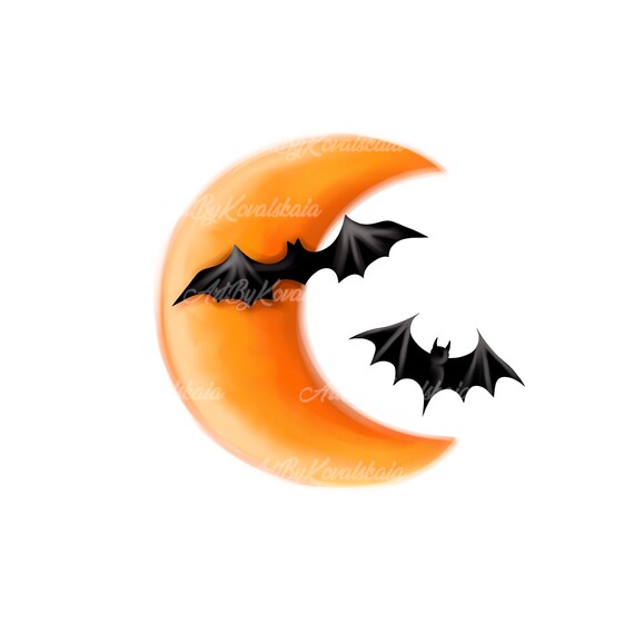 Bats PNG Halloween Clipart Moon PNG Digital Download - Etsy