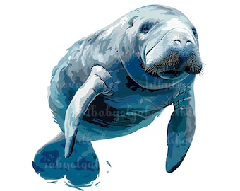 Manatee Clipart, Manatees PNG, Digital Download - Etsy