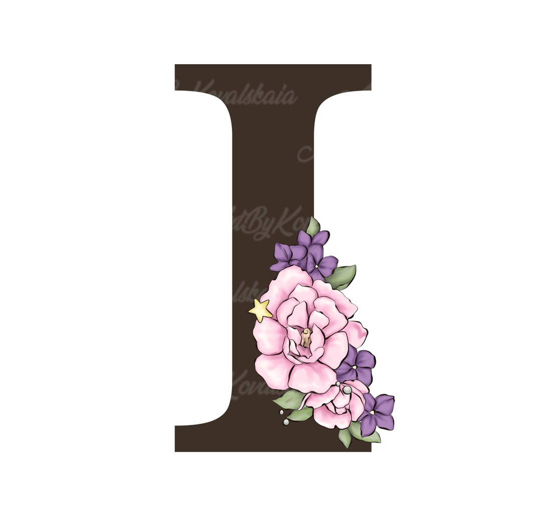 Letter I Floral Alphabet Clipart Letters Clipart Flowers - Etsy