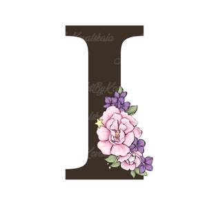 Letter I Floral Alphabet Clipart Letters Clipart Flowers - Etsy