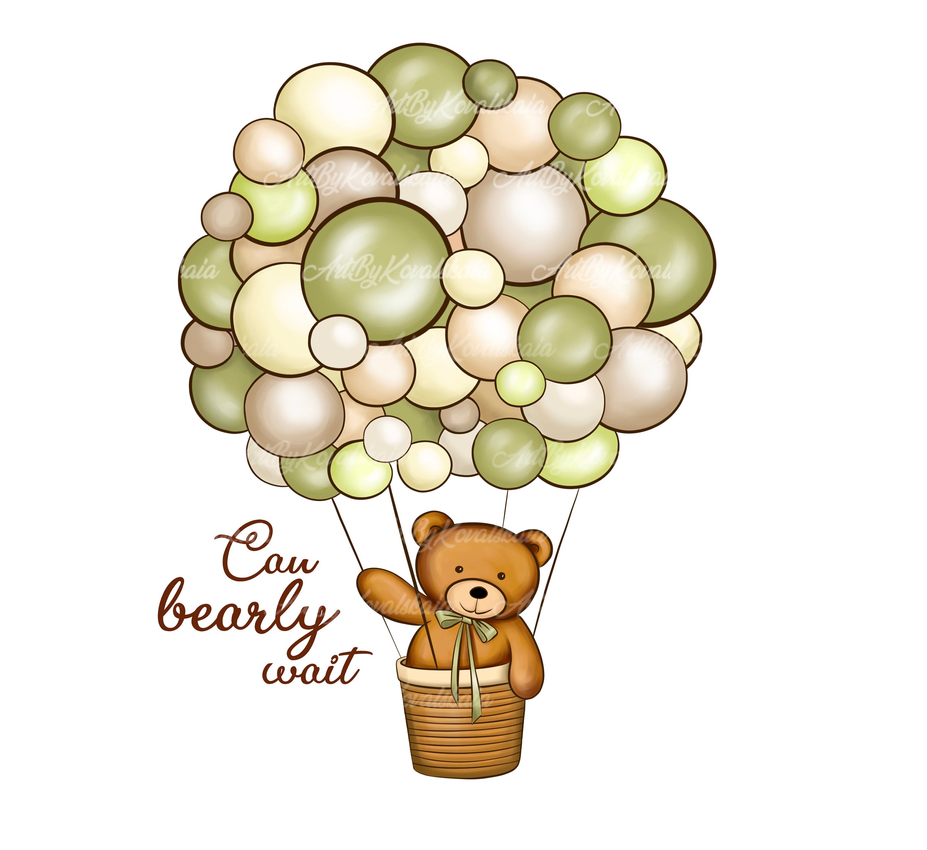 Teddy Bear Clipart Can Bearly Wait PNG Air Balloon Baby - Etsy Finland