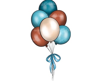 Balloons PNG, Turquoise Balloons Clip Art, Birthday Clipart, Digital ...