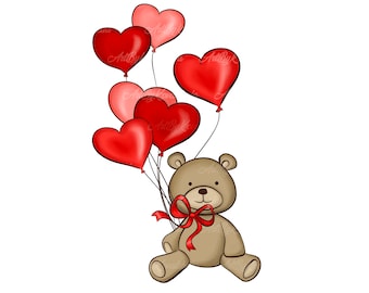 Teddy Bear PNG, Valentines Day Clipart, Teddy Bear Clipart, Digital ...