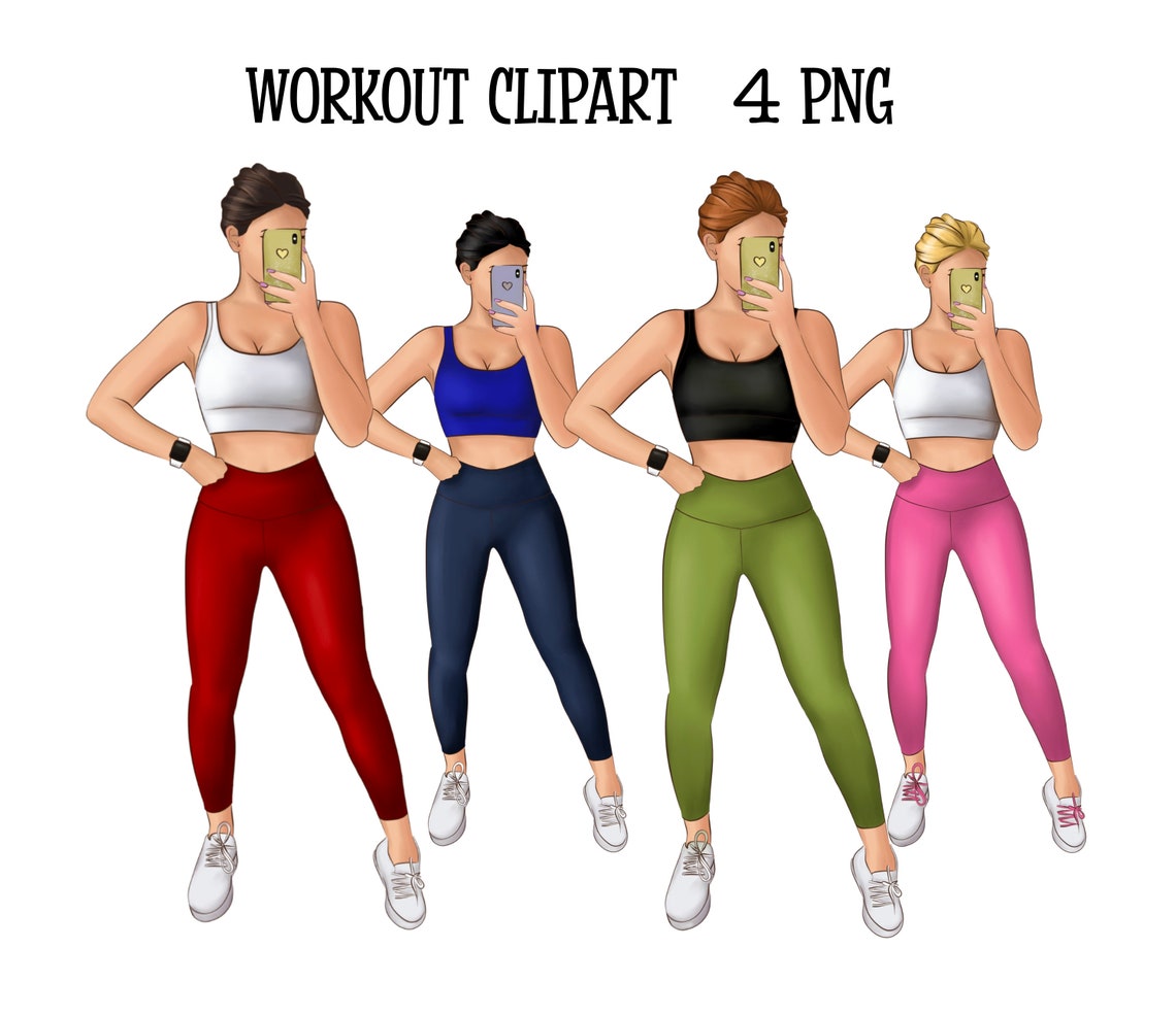 Gym Girls Clipart Fashion Clipart Sports Clipart Fitness - Etsy