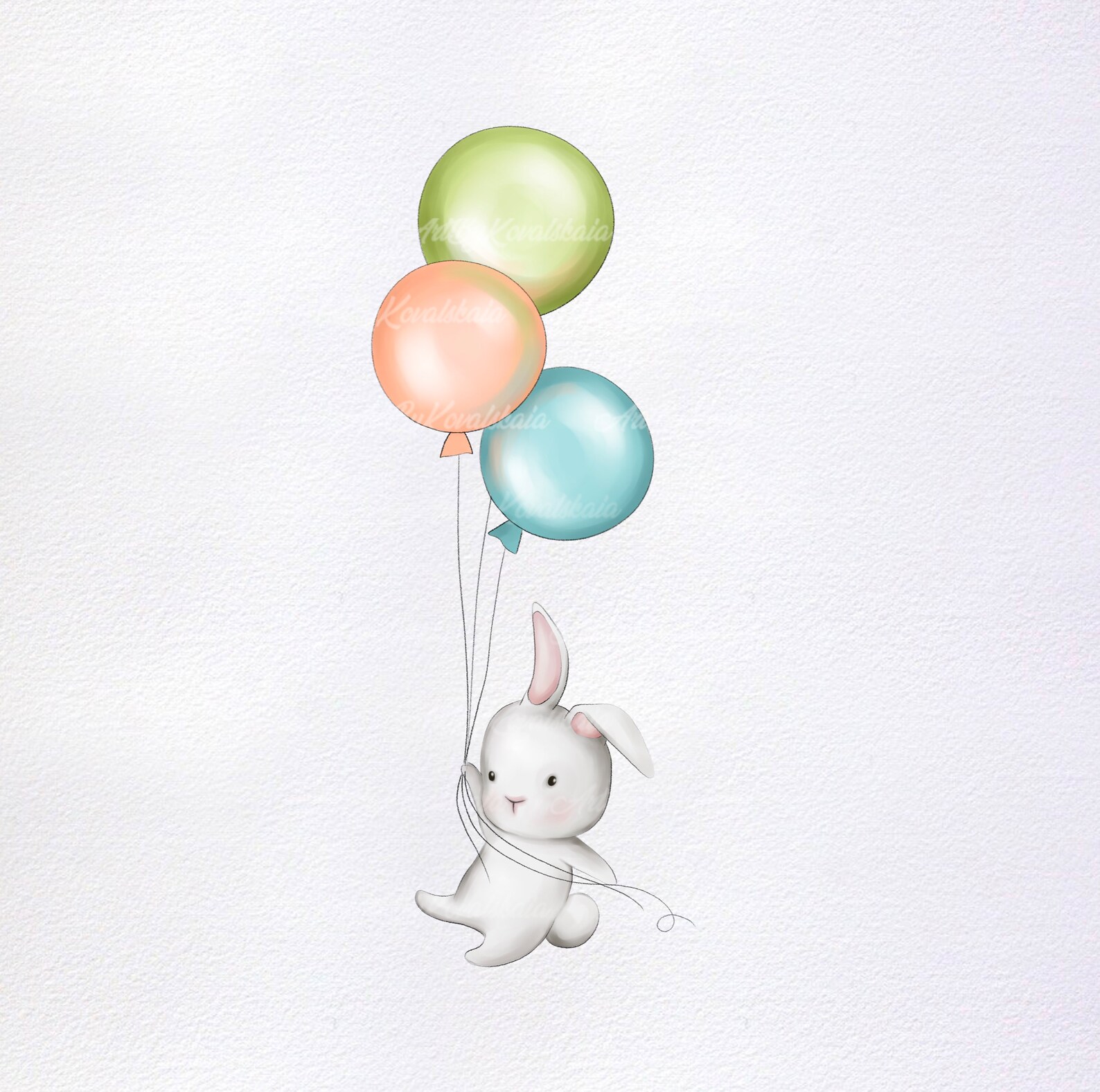 Watercolor Bunny Clipart Cute Bunny Clipart PNG Rabbit | Etsy
