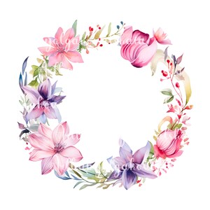 Floral Wreath PNG, Watercolor Frame Clipart, Digital Download - Etsy