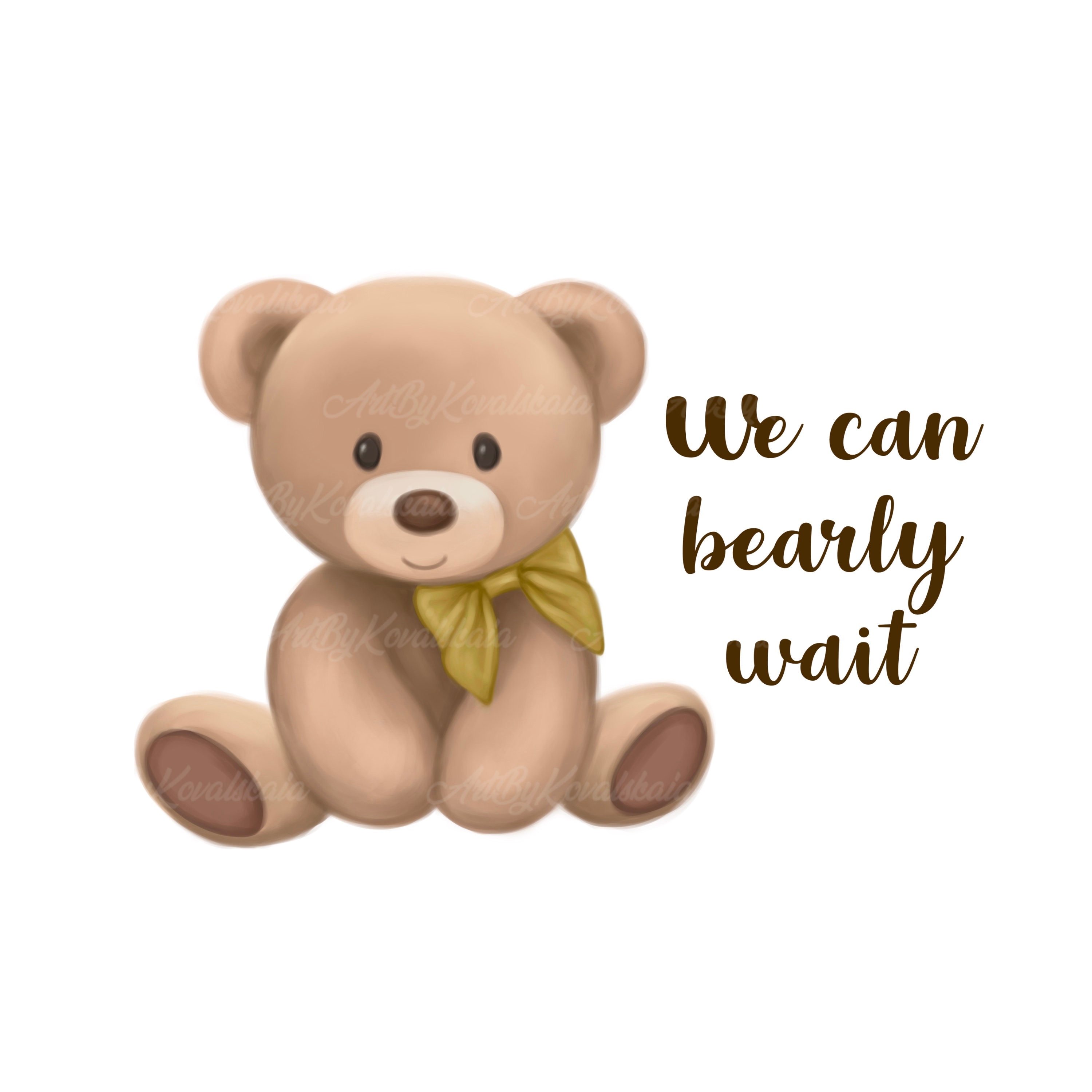 Teddy Bear Clipart We Can Bearly Wait PNG Baby Shower PNG - Etsy Canada