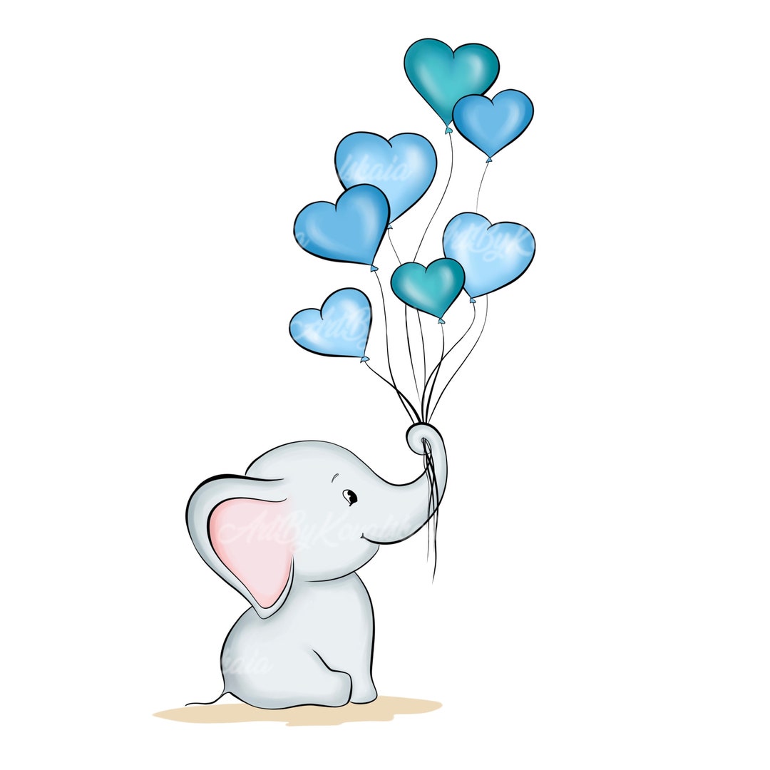 Elephant Clipart, Elephant Baby Shower, Elephant PNG, Baby Shower Boy ...