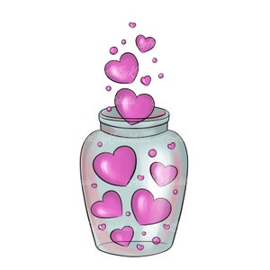 Jar of Hearts, Hearts PNG, Valentines Day Clipart, Digital Download - Etsy