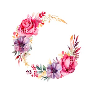 Floral Wreath PNG, Watercolor Frame Clipart, Digital Download - Etsy