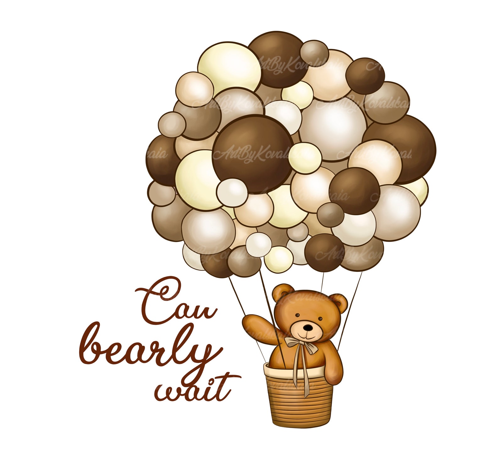 Teddy Bear Clipart, Can Bearly Wait, PNG, Baby Shower, Digital Download ...