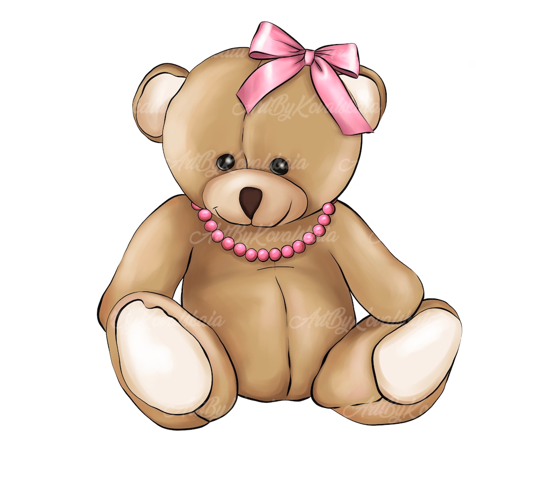 Teddy Bear Clipart, Bear PNG, Baby Bear, PNG, Baby Shower Girl, Digital ...