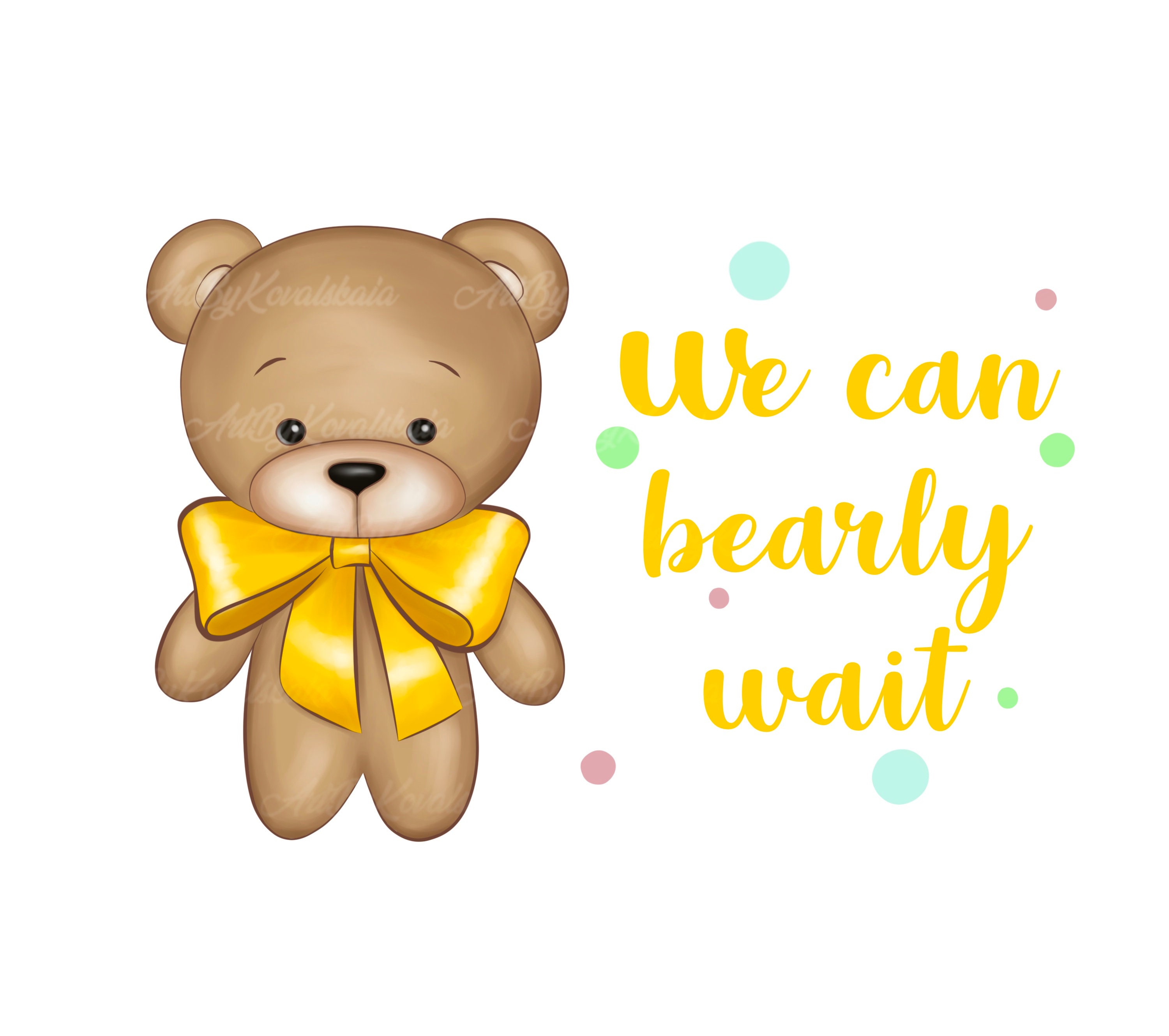 Teddy Bear Clipart We Can Bearly Wait PNG Baby Shower PNG - Etsy