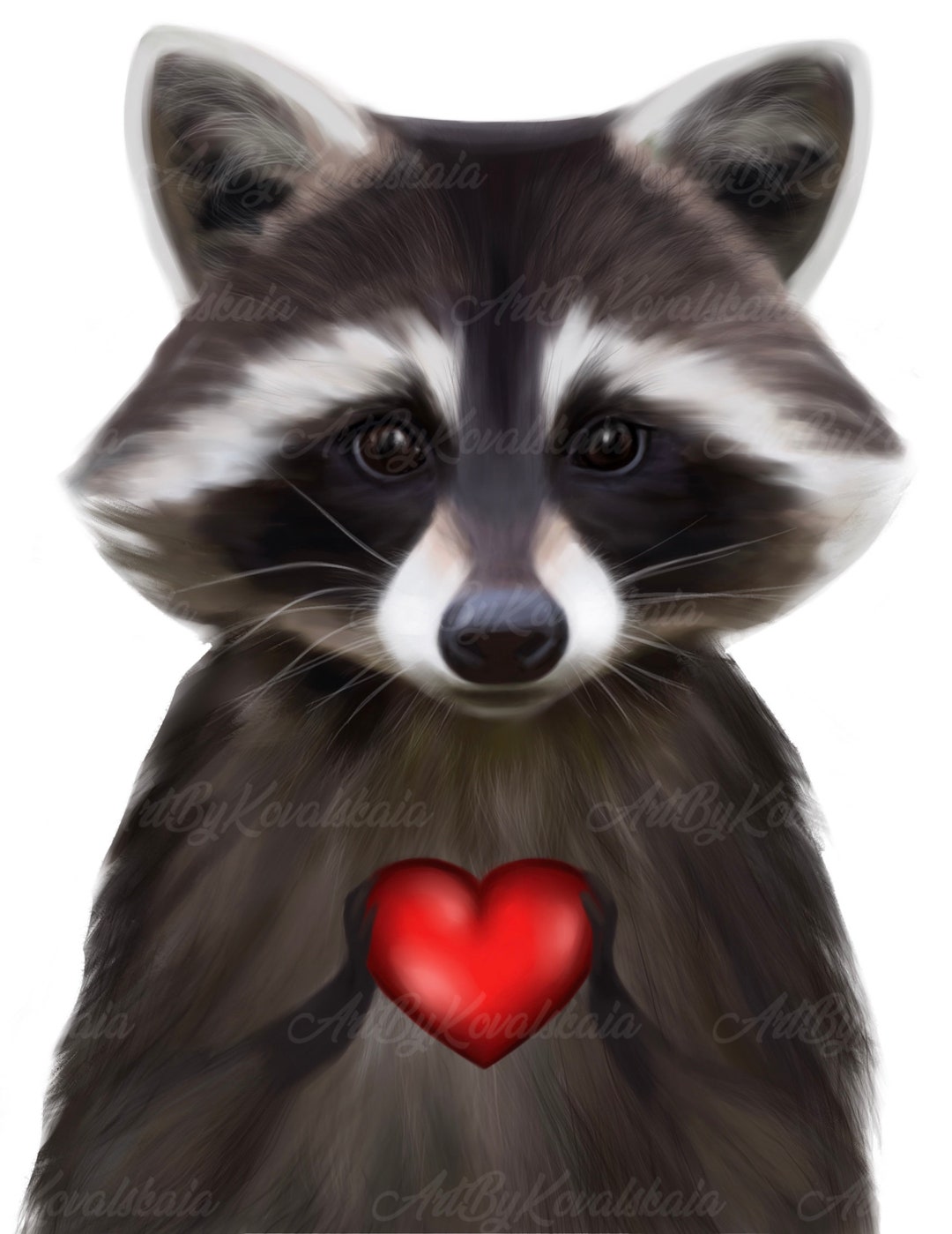 Raccoon Clipart, PNG, Heart PNG, Raccoon PNG, Digital Download - Etsy
