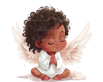 Angel PNG, African American Baby Clipart, Baby Shower, Digital Download - Etsy