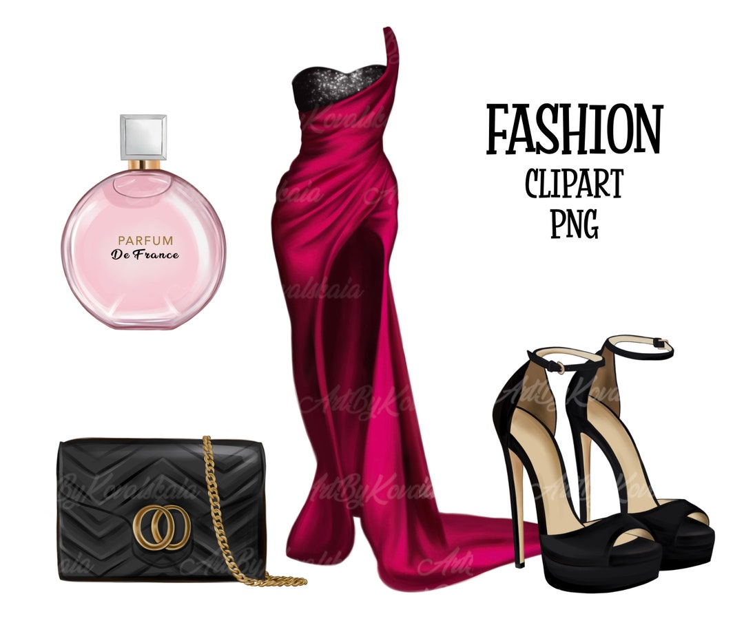 Fashion Clipart, Fashion Accessories Clipart, Fashion Set PNG, Digital ...