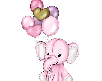 Elephant Clipart PNG, Baby Shower Girl, Digital Download - Etsy