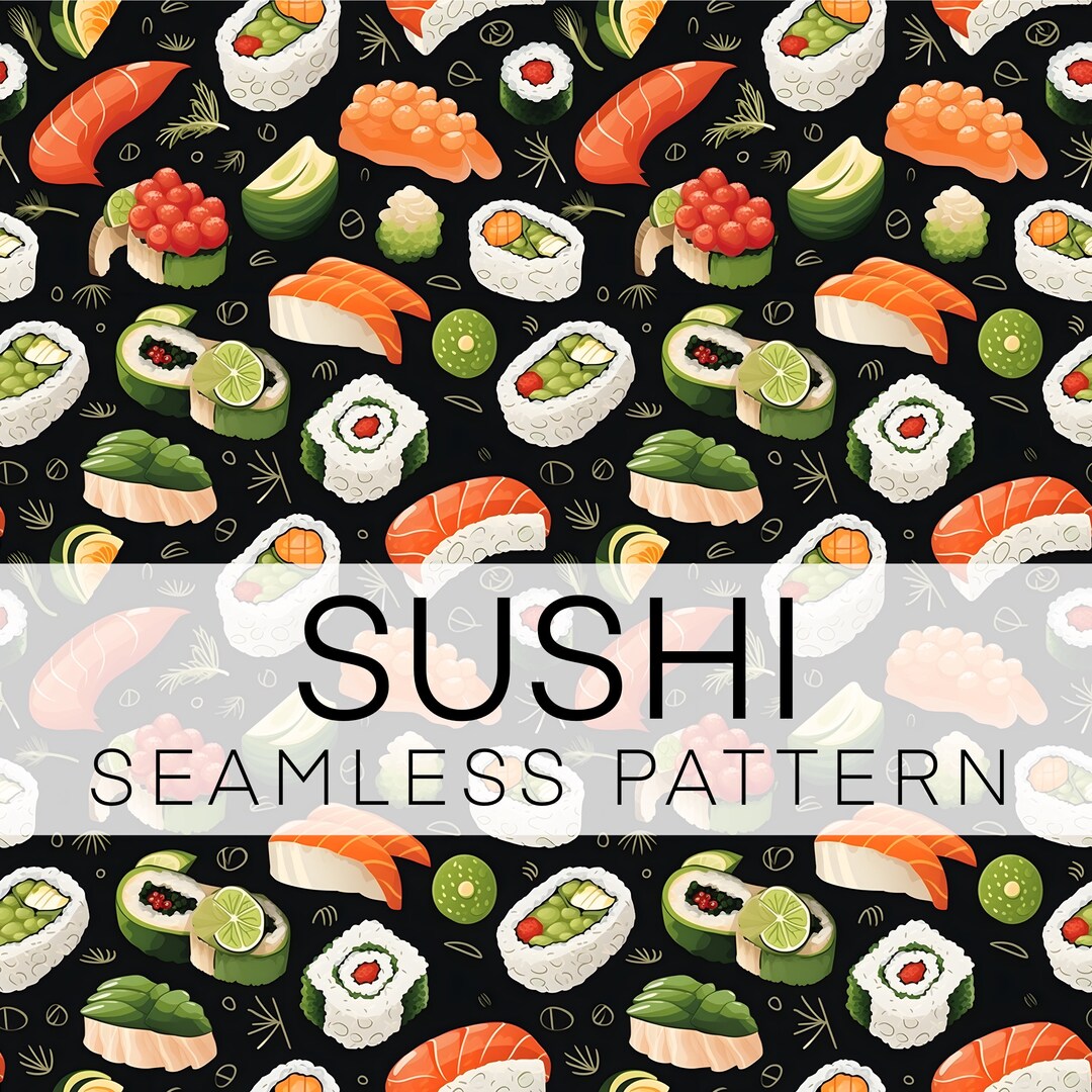 Seamless Pattern Sushi, Digital Paper, Food Wrap, Instant Download - Etsy