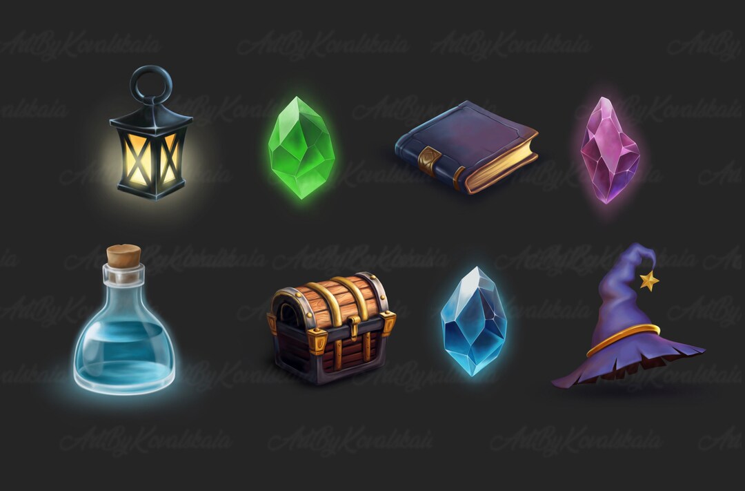 Magic Clipart Set: Gemstone, Book, Lantern PNG (digital Download) - Etsy