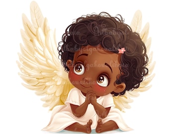 Angel PNG, African American Baby Clipart, Baby Shower, Digital Download - Etsy