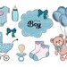 Teddy Bear Clip Art, Baby Clipart, Blue Nursery Planner Stickers, Baby ...