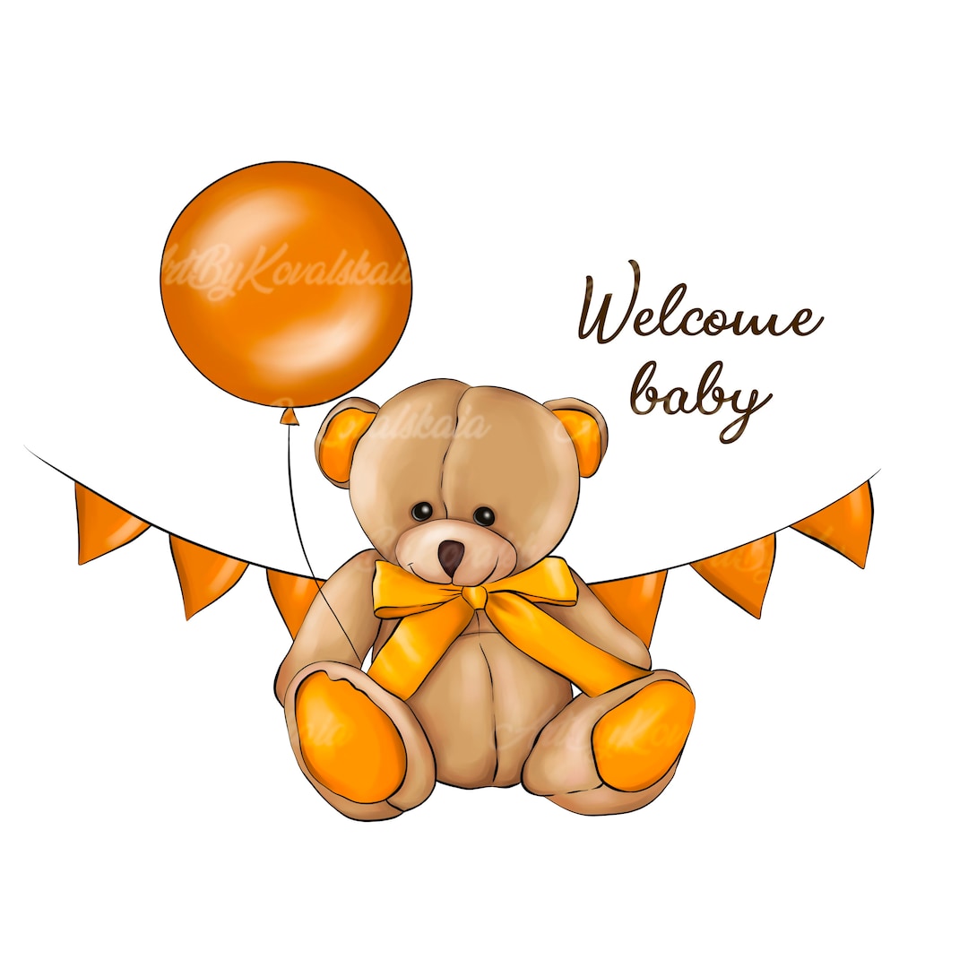 Teddy Bear Clipart, Bear PNG, Welcome Baby, PNG, Digital Download ...